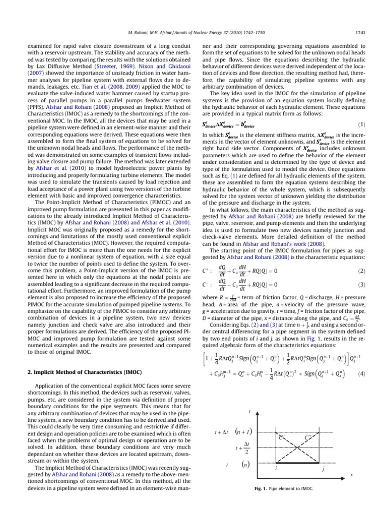 Point-Implicit MOC for Pipeline Systems | PDF | Pump | Equations