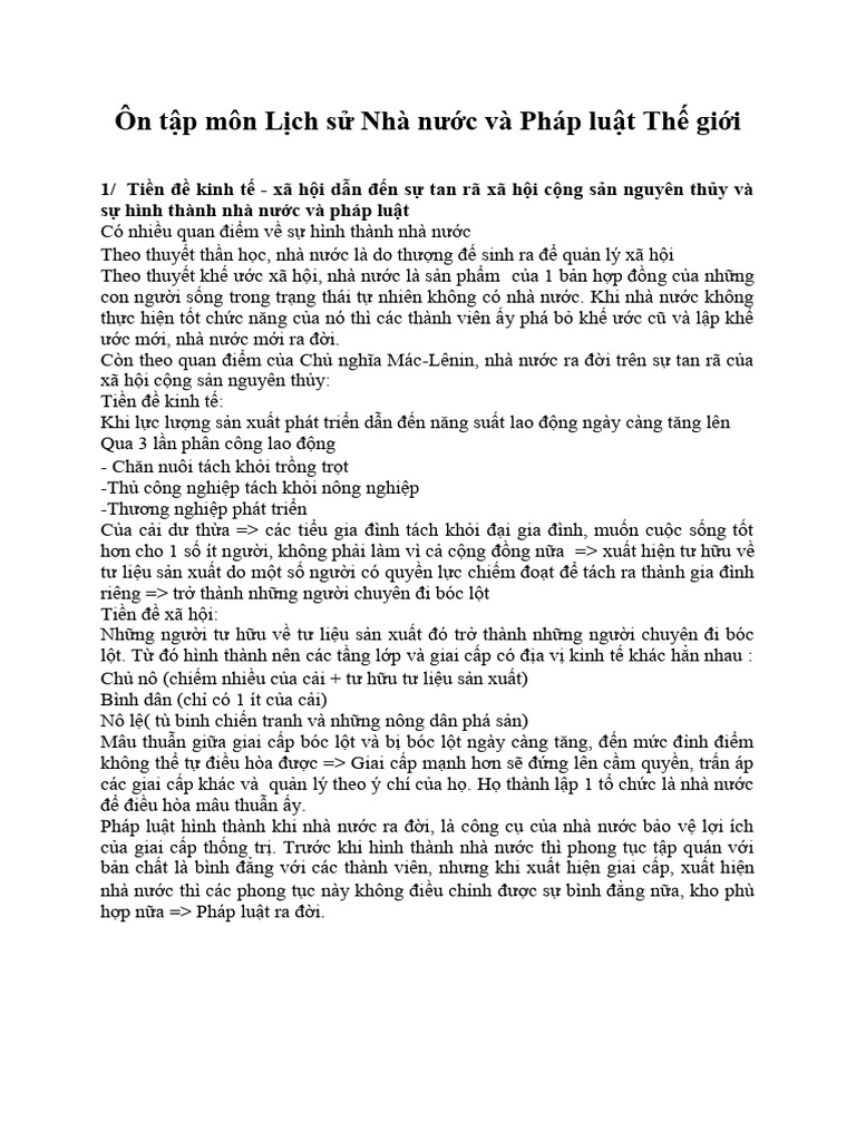 (123doc) - De-Cuong-On-Tap-Mon-Lich-Su-Nha-Nuoc-Va-Phap-Luat-The-Gioi | PDF
