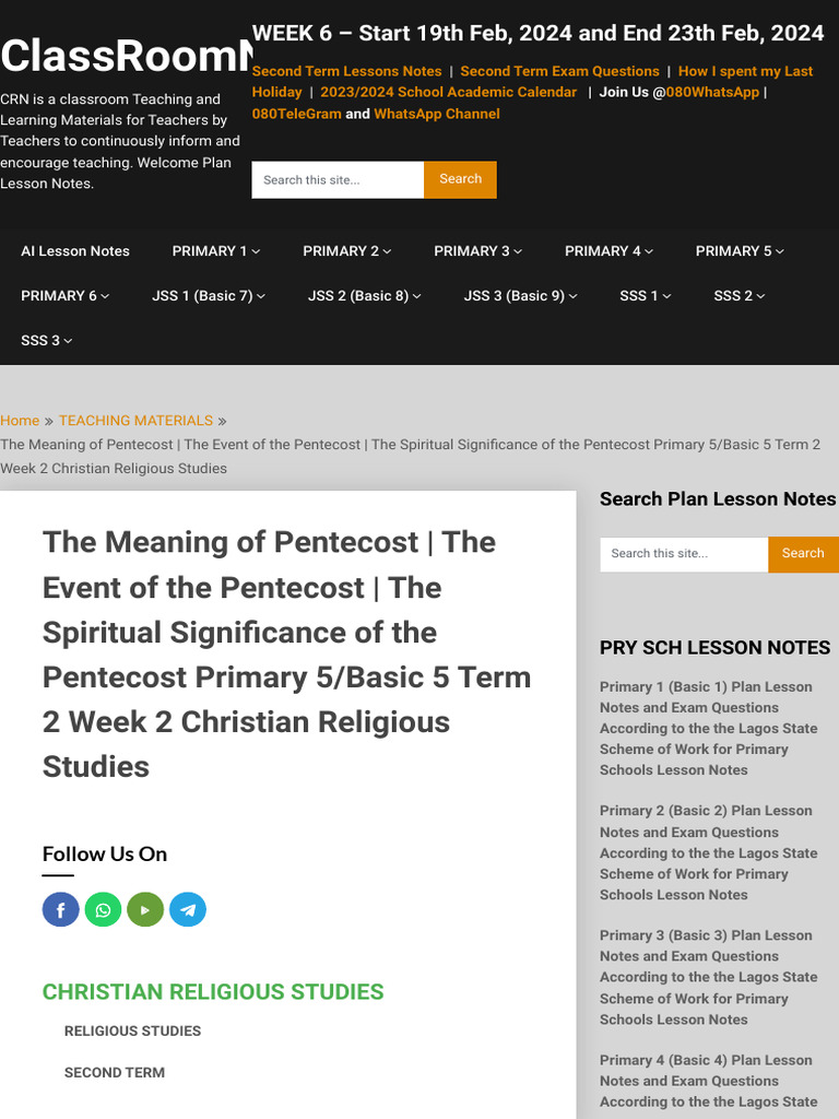 Classroomn | PDF | Pentecost