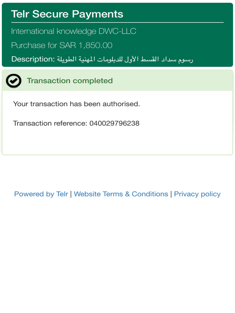 Telr Secure Payments | PDF