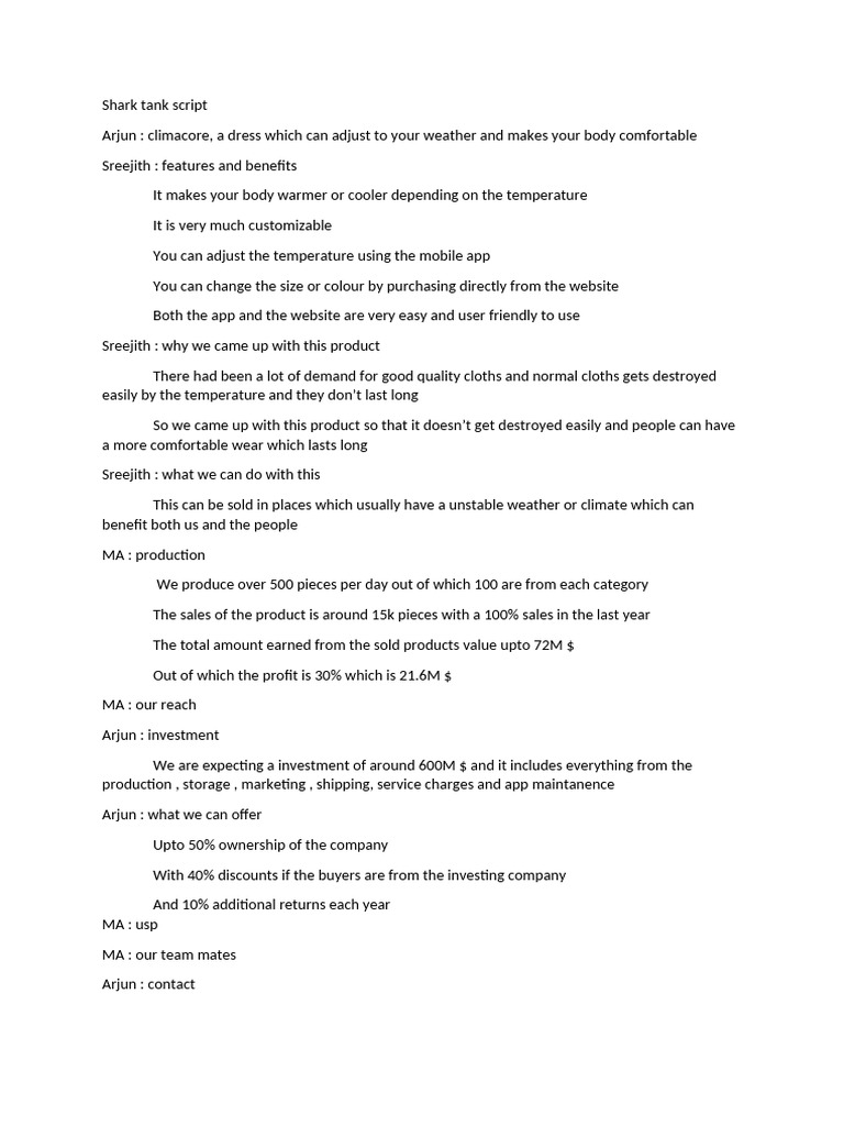 Shark Tank Script-1 | PDF