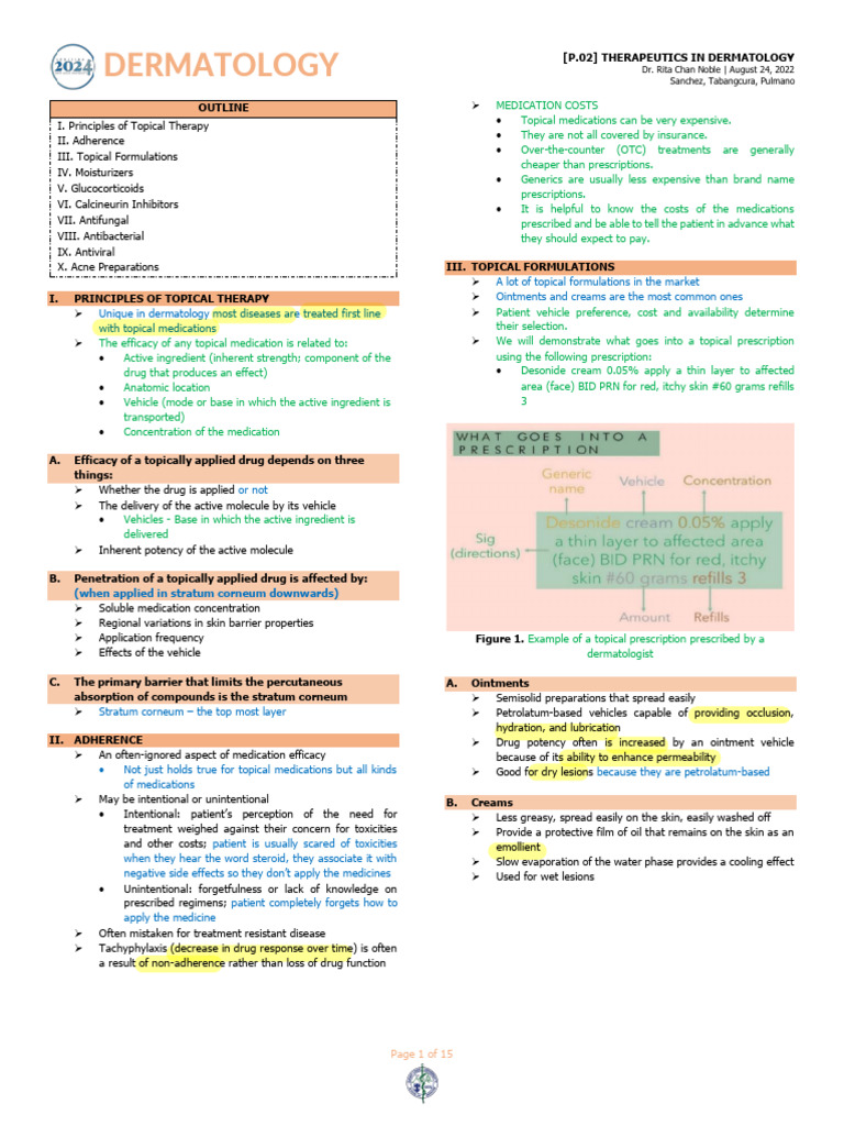 (DERM) P.02 Therapeutics in Dermatology | PDF