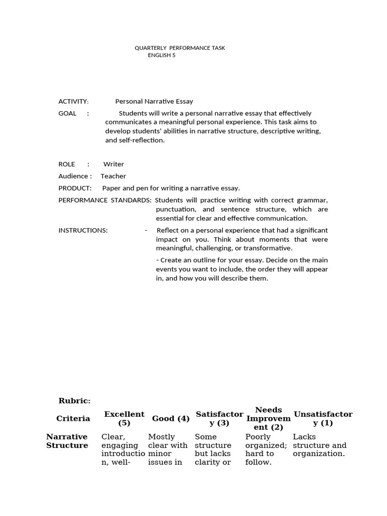 QUARTERLY PERFORMANCE TASK | PDF