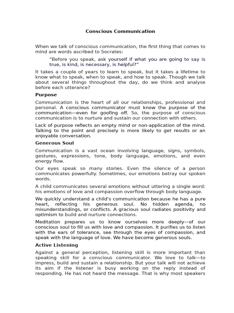 9 Conscious Communication | PDF | Communication | Consciousness