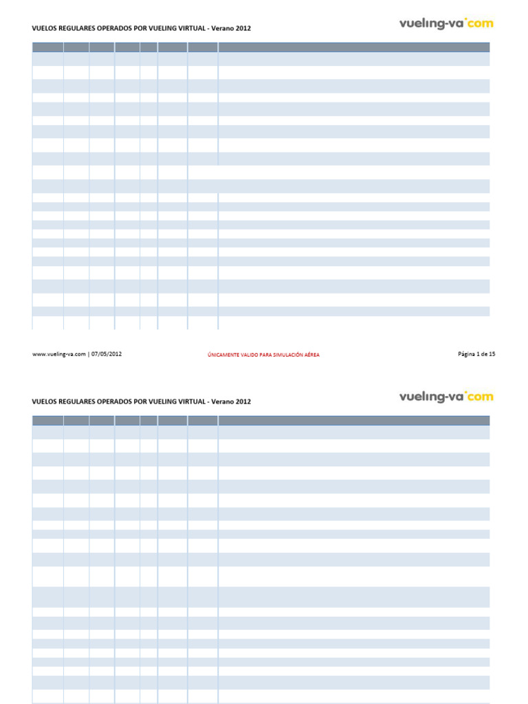 Vueling A320 Flight Routes Europe | PDF