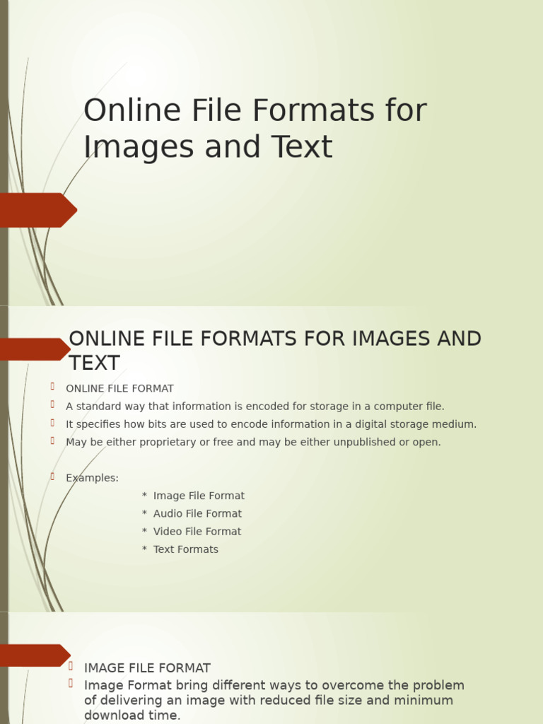 Online File Formats For Images and Text | PDF
