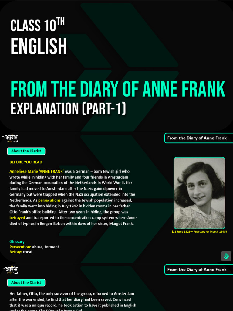 From The Diary of Anne Frank NOTES | PDF