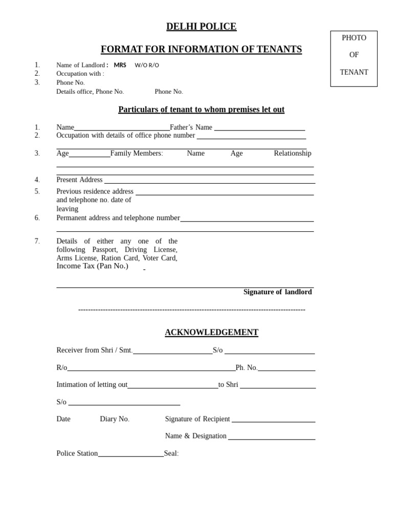 TENANT-verification Form | PDF
