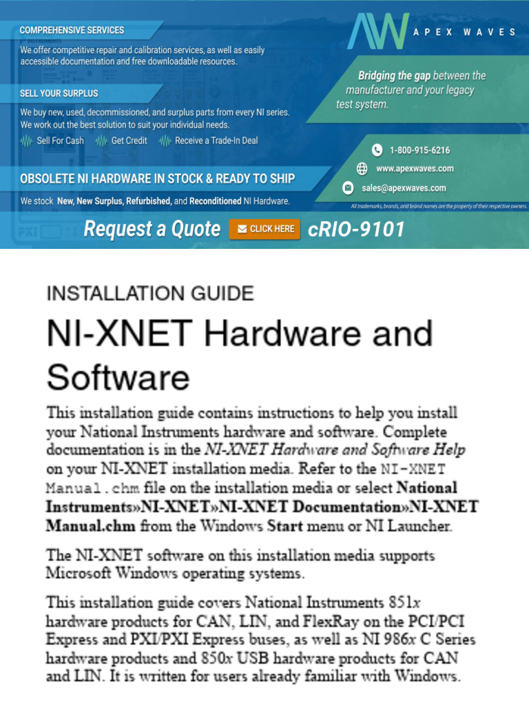 Ni Xnet Hardware and Software Installation Guide | PDF