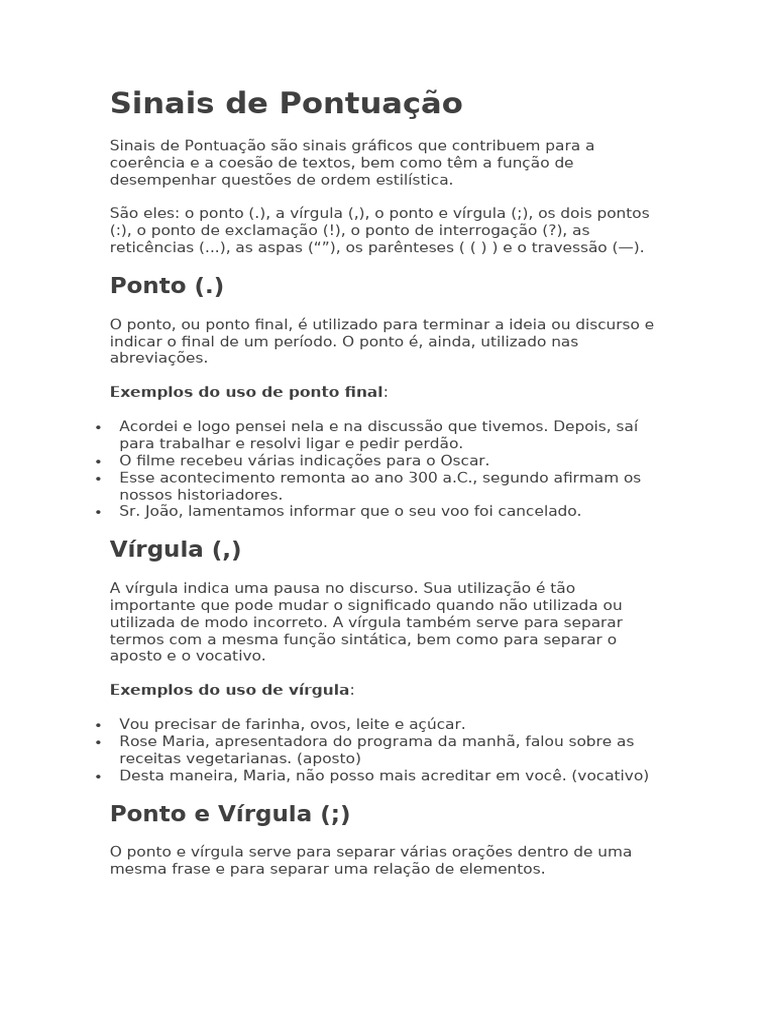 Sinais de Pontuação | PDF