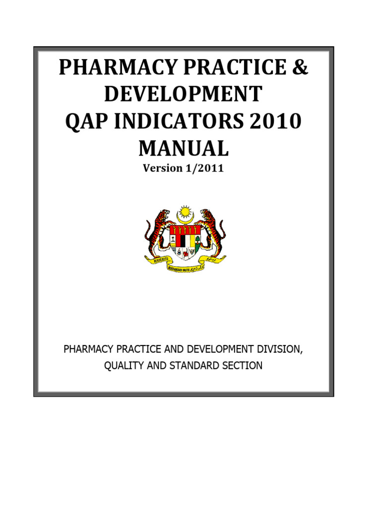 Pharmacy Practice Development Qap Indicators 2010 Manual | PDF
