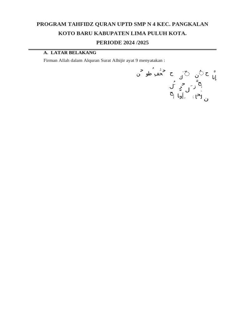 Program Tahfidz | PDF