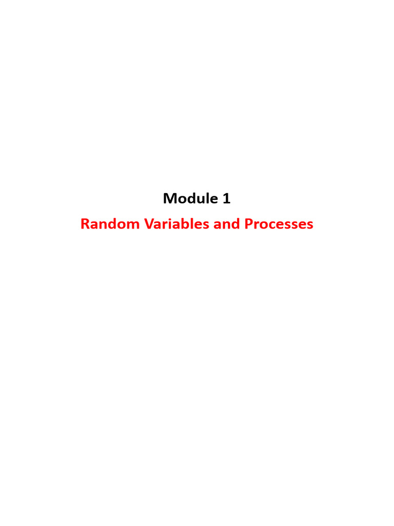 Module 1-Random Variables | PDF