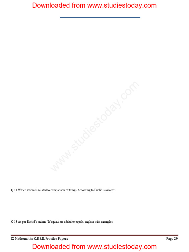CBSE Class 9 Mathematics Introduction To Euclids Geometry Worksheet Set ...