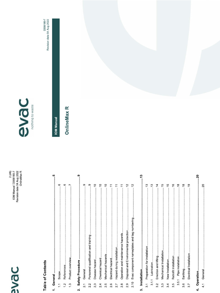 EVAC OnlineMax R175 IOM MANUAL | PDF