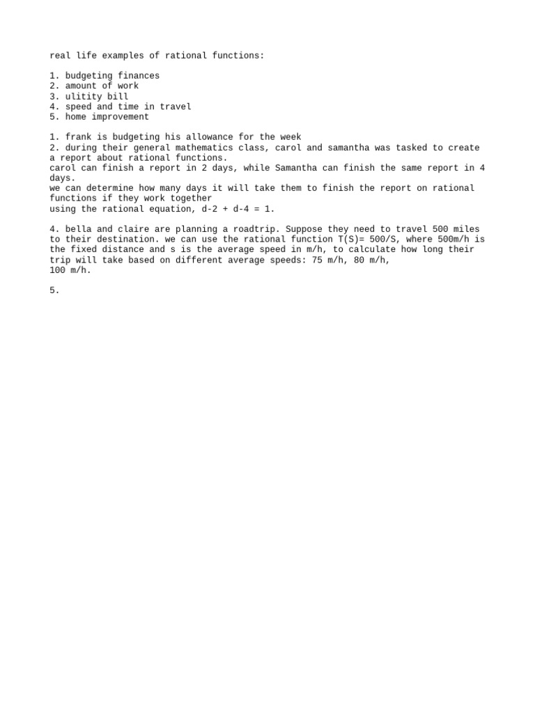 Real Life Examples of Rational Func | PDF