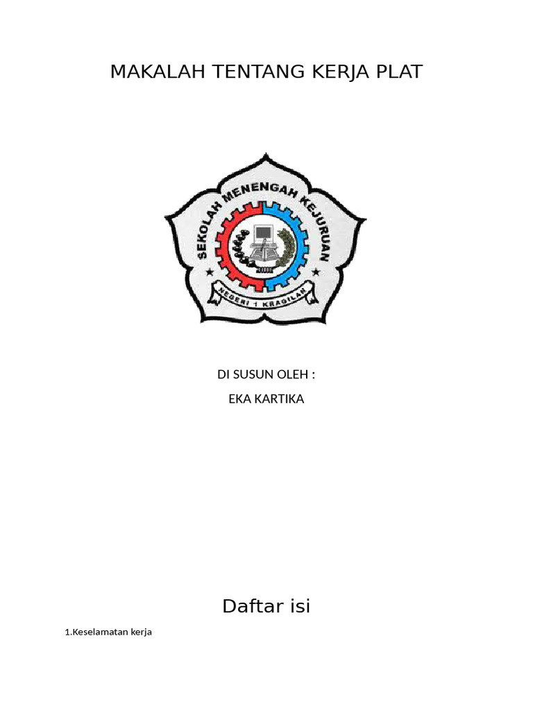 Makalah Tentang Kerja Plat | PDF