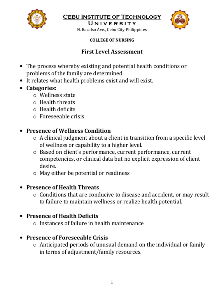 First Level Family Health Assessment | PDF | Fear | Knowledge