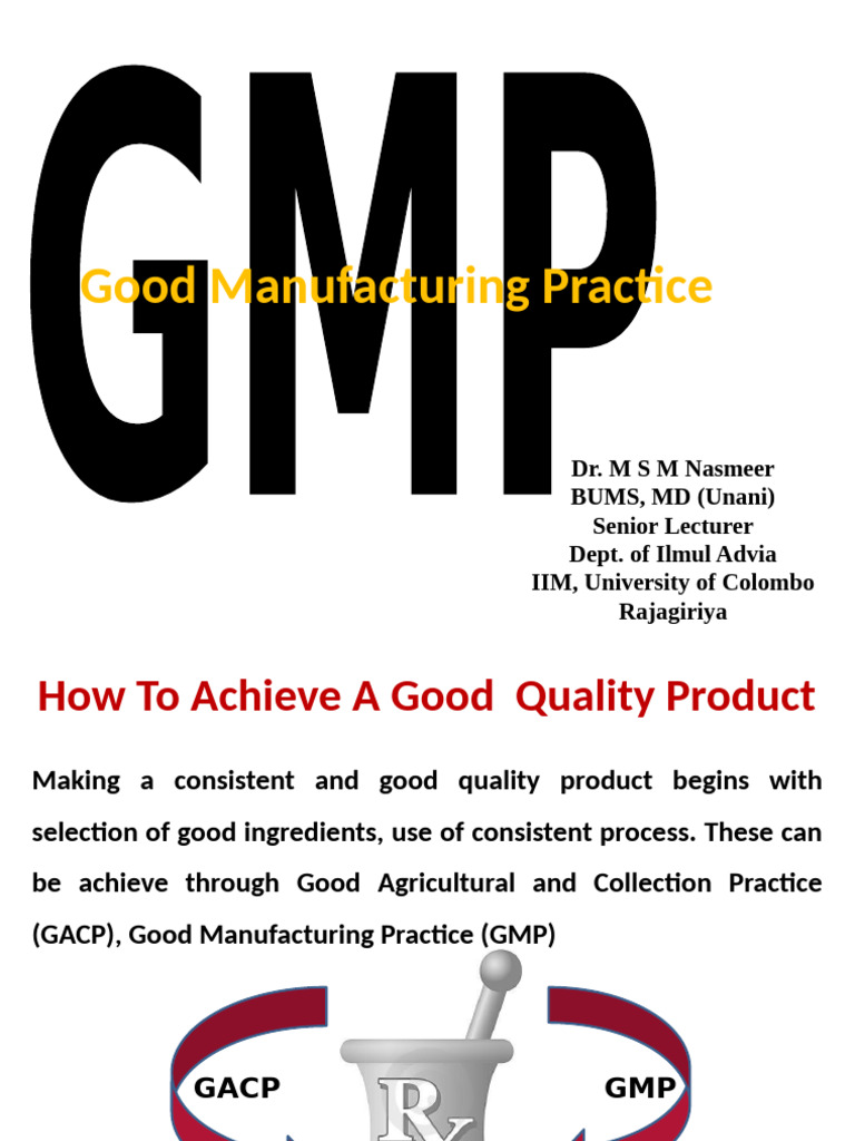 Good Manufacturing Practice | PDF