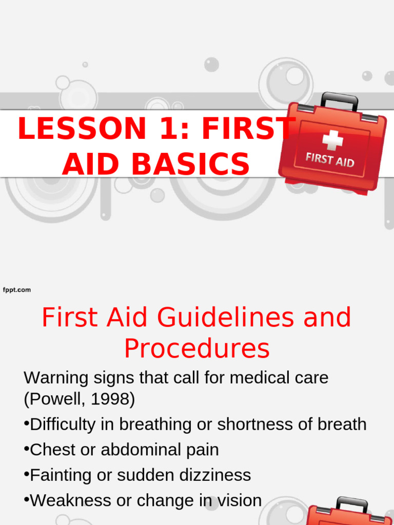 LESSON 1 FIRST AID Guidelines and Procedures | PDF