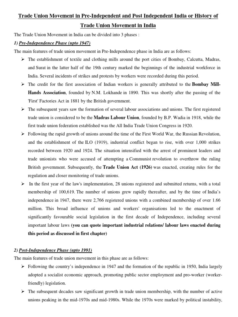 History of Indian Trade Unions | PDF | Economies | Labor