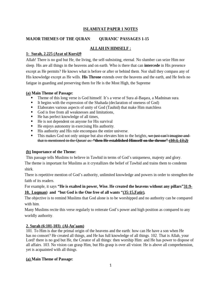Islamiyat Paper 1 NOTES | PDF