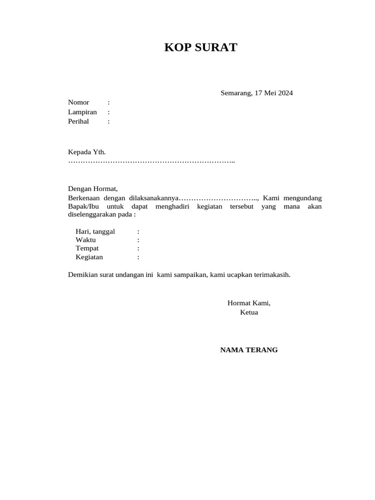 Contoh Surat Undangan Resmi | PDF