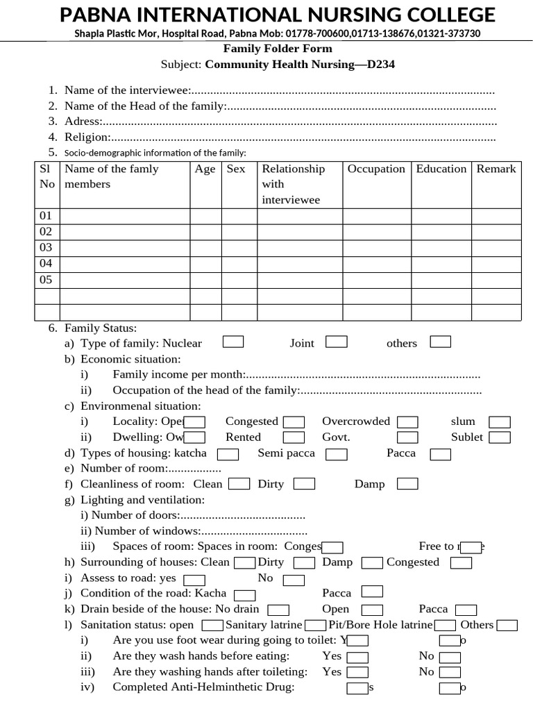 community visit form | PDF