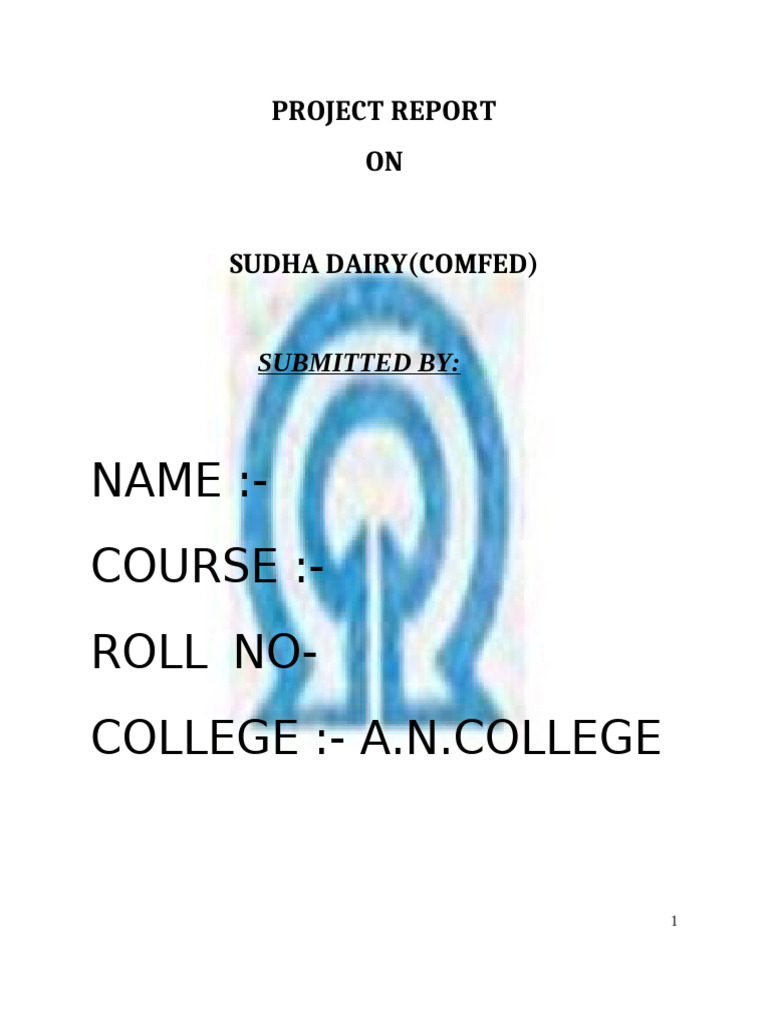 A Project Report On Sudha Dairy (Comfed) | PDF