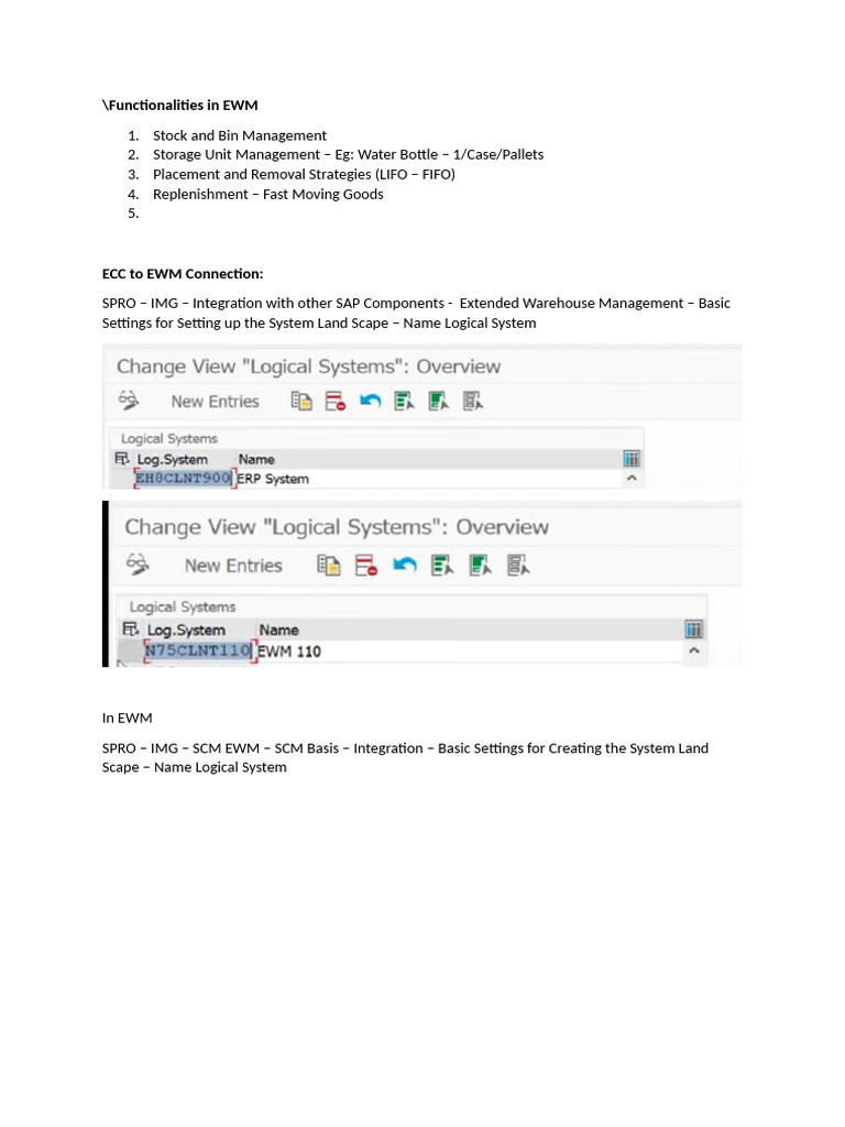 functionalities in EWM | PDF