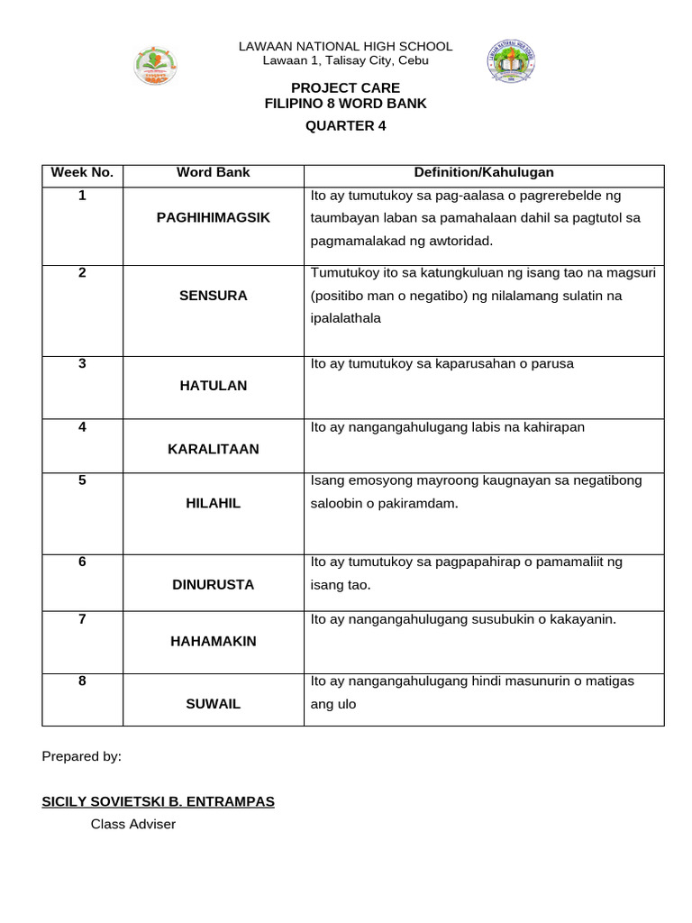 Filipino WORD-BANK | PDF
