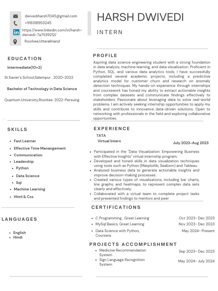 CV of Harsh | PDF