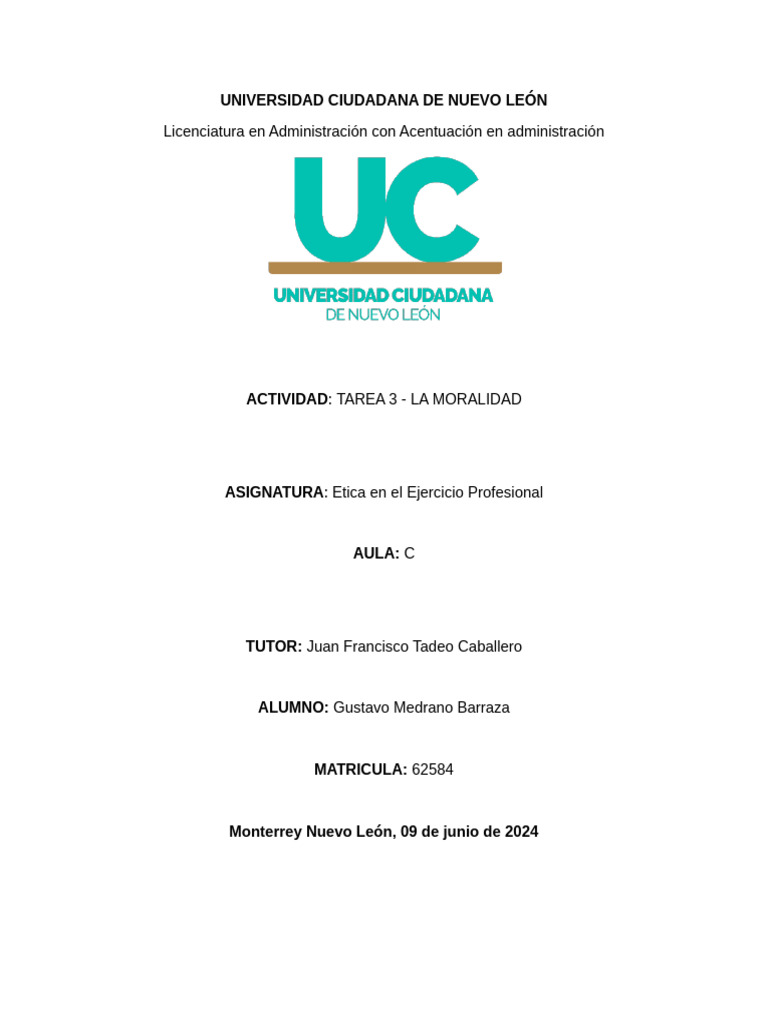 Etica Tarea 3 - La Moralidad | PDF