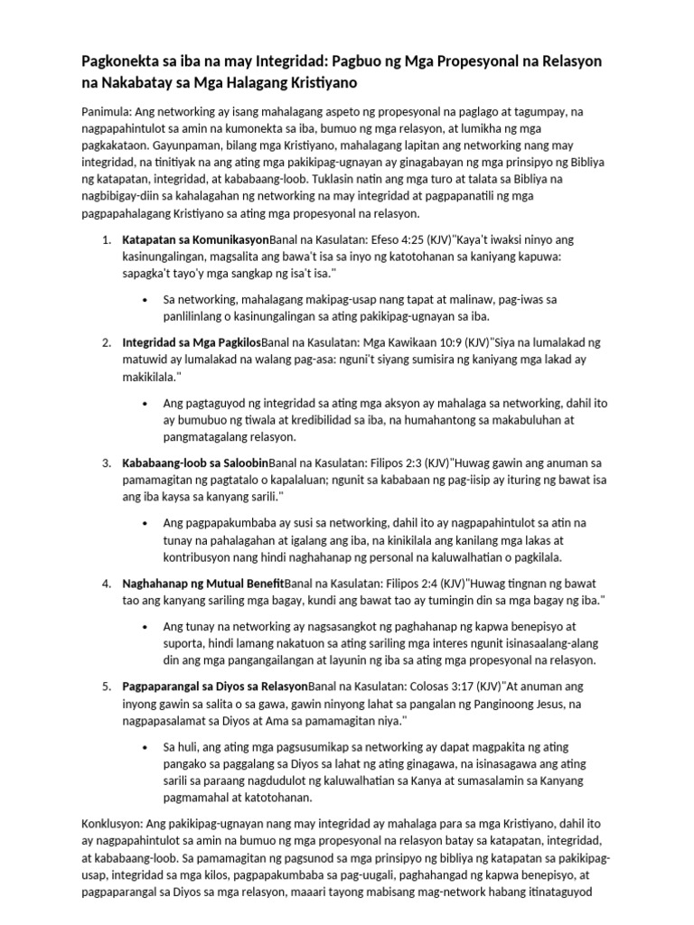 8 Pagkonekta Sa Iba Na May Integridad | PDF