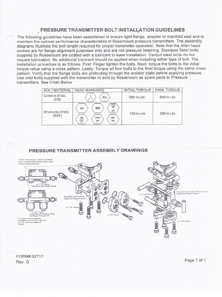Bolt Installation Pressure Transmitter | PDF