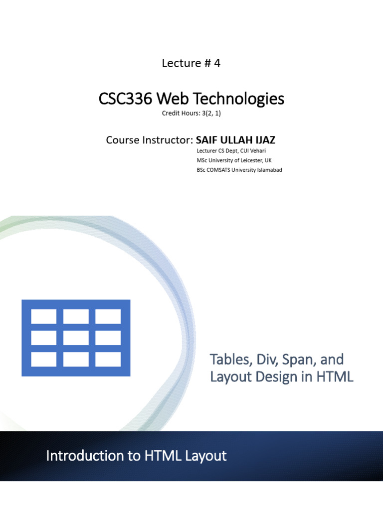 CSC336-WT Lec4 Slides | PDF | Page Layout | World Wide Web