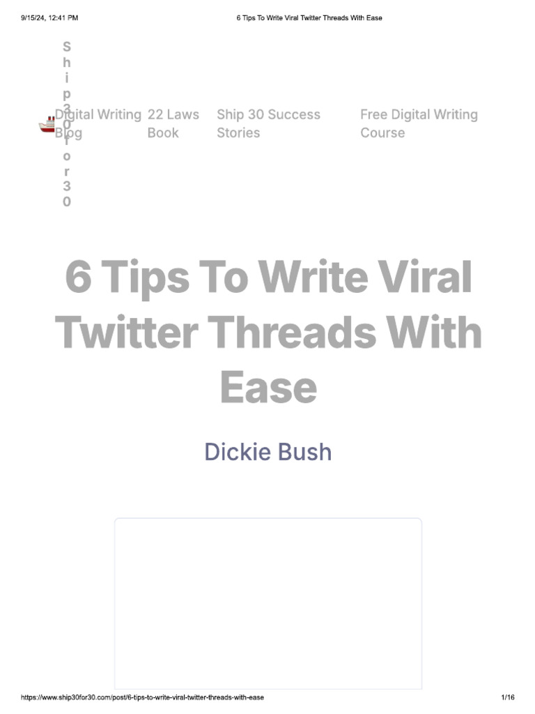 6 Tips To Write Viral Twitter Threads With Ease | PDF