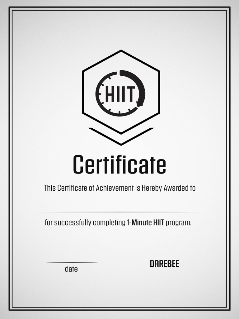 1min Hiit Certificate | PDF