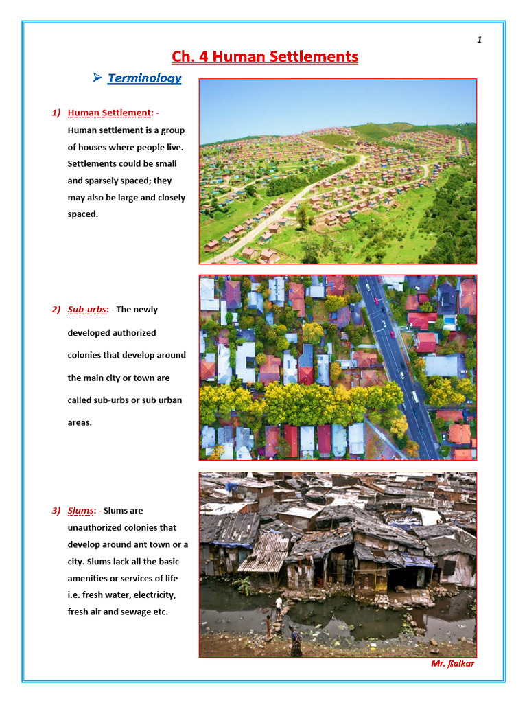 CH 4 Human Settlement-1 | PDF