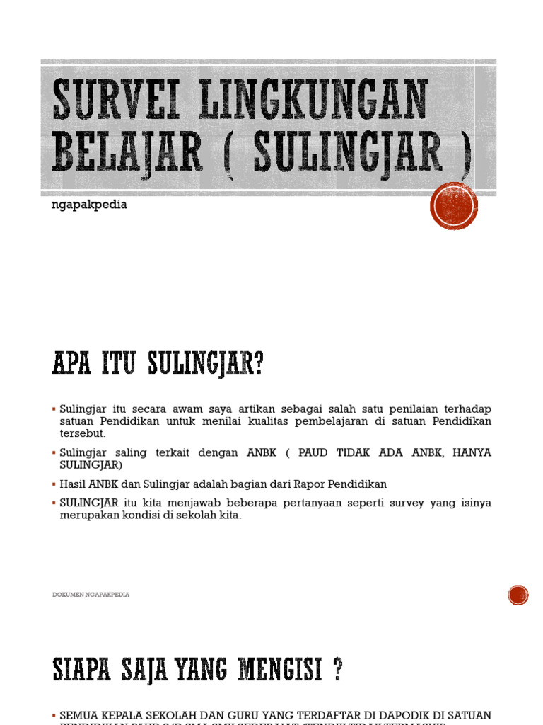 Survei Lingkungan Belajar (Sulingjar) | PDF