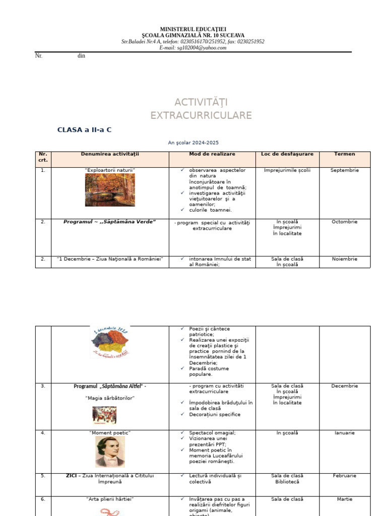 Activitati Extra | PDF
