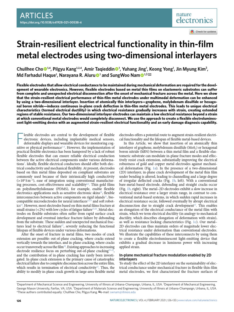 Cho 等 - 2021 - Strain-resilient electrical functionality in thin | PDF