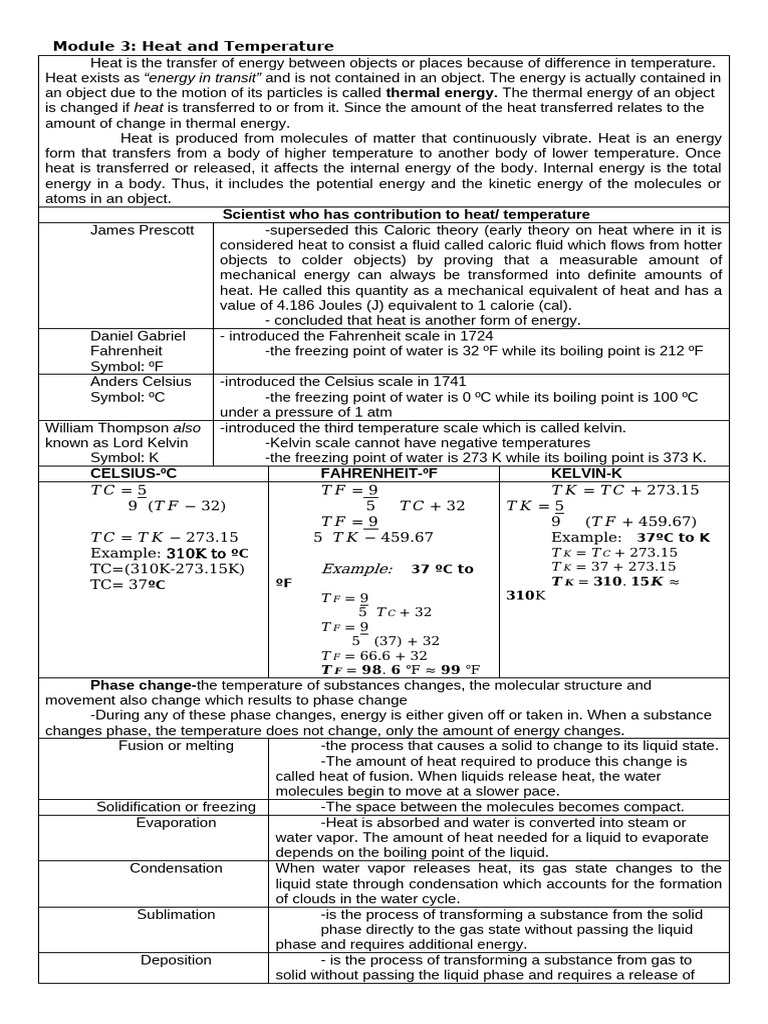 Heat and temperature | PDF