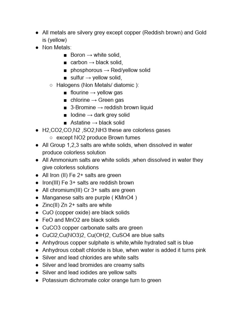 Chemistry Colors Guide | PDF