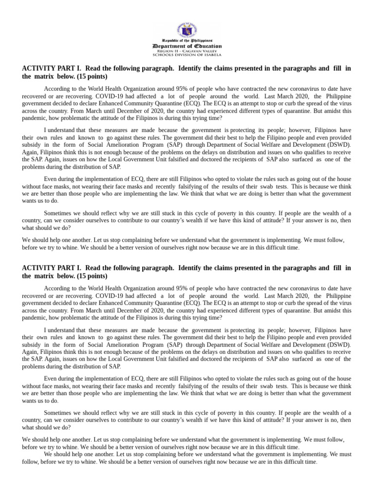 Claims Activity | PDF