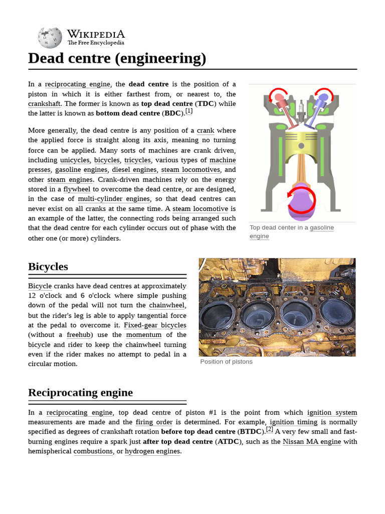 Dead Centre (Engineering) | PDF