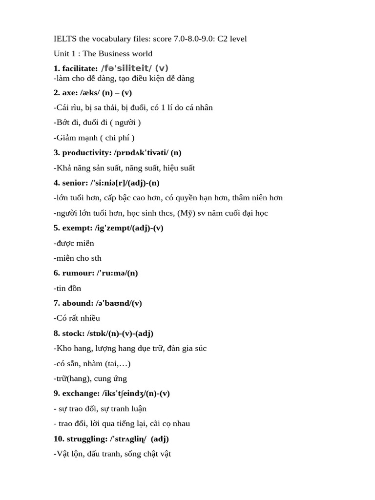 IELTS The Vocabulary Files C2 TEST 1 | PDF