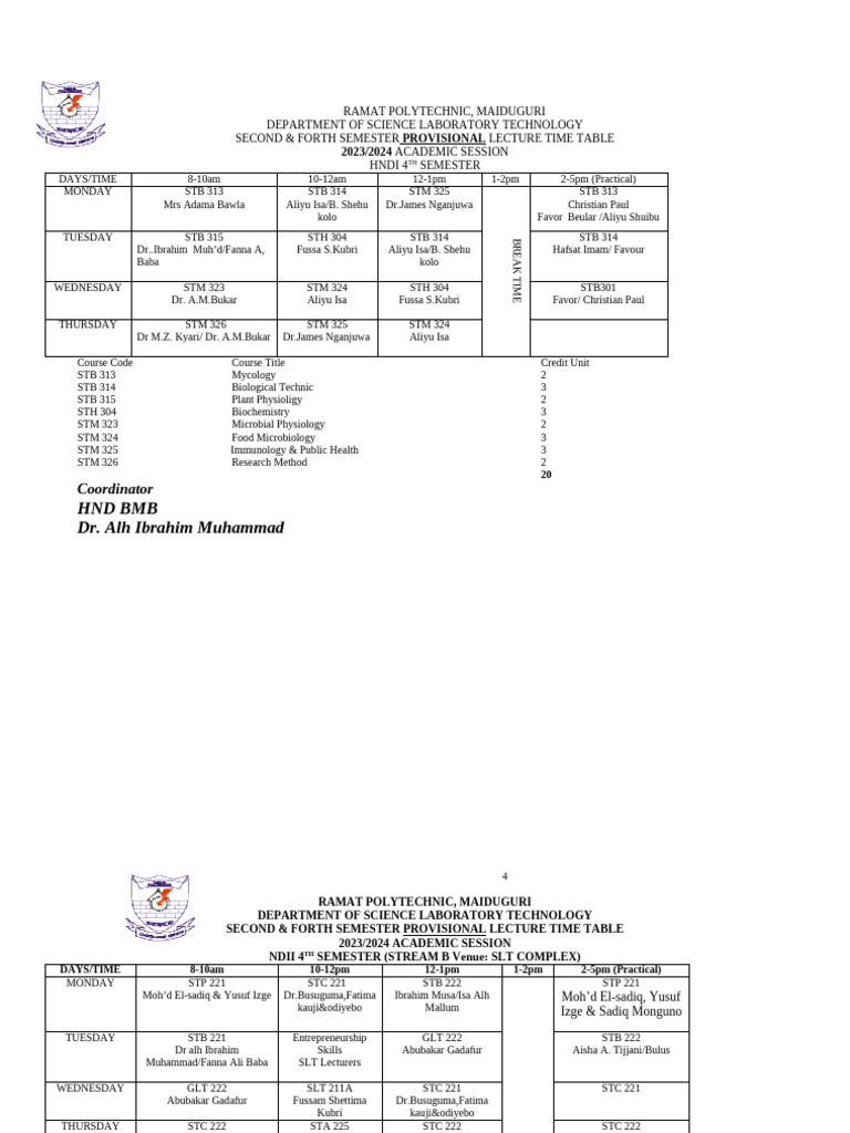 HND Time Table | PDF