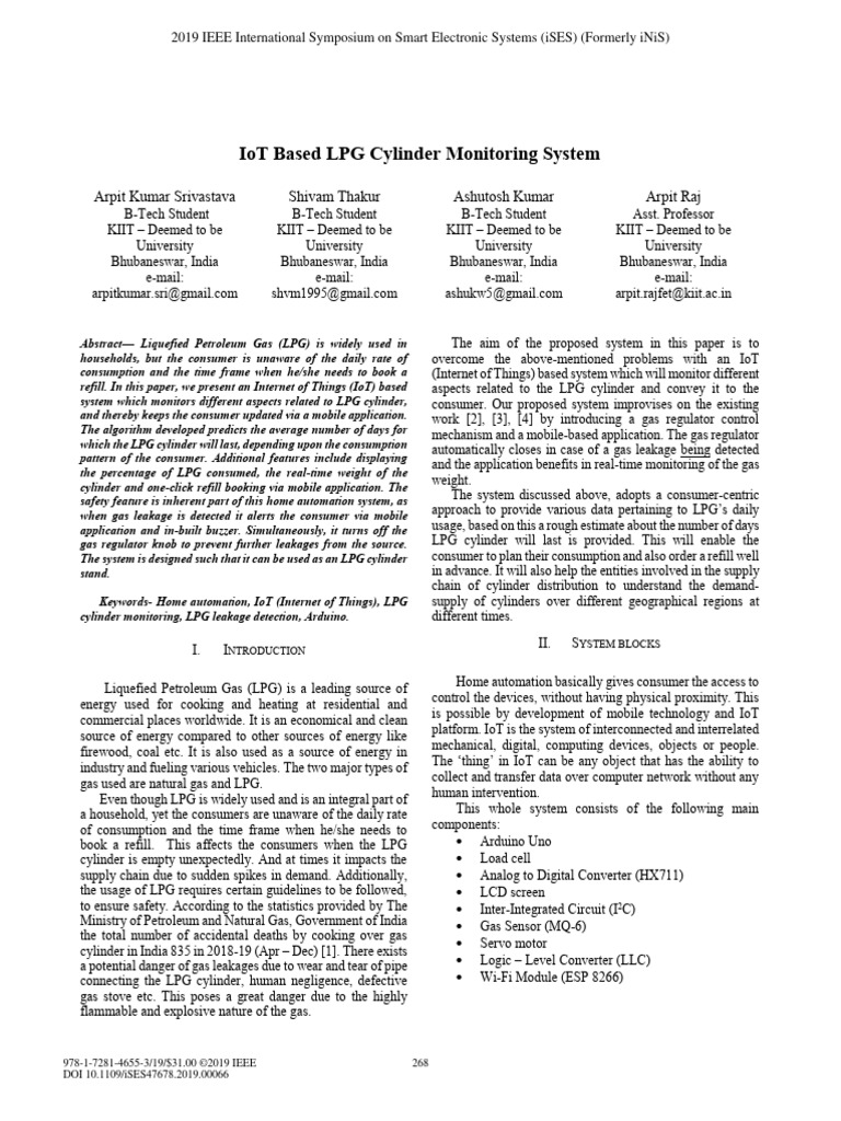 IoT Based LPG Cylinder Monitoring System | PDF