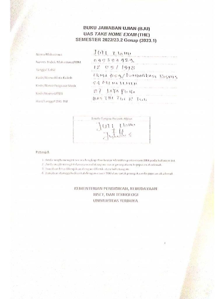 Ujian Semester Ekma 4159 Komunikasih Bisnis | PDF